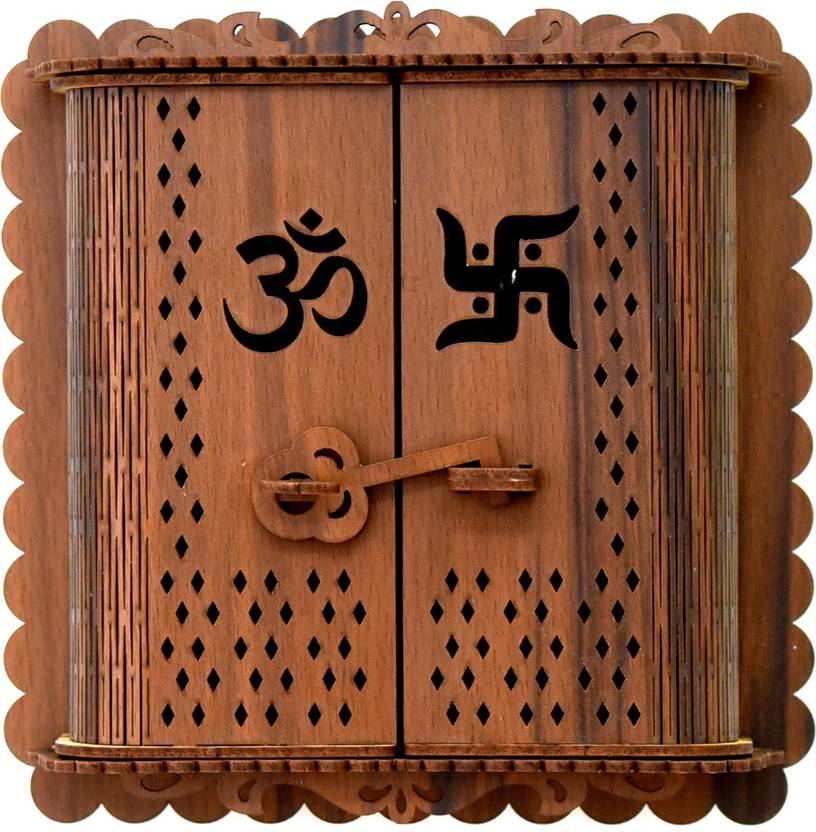 CIRCADIAN Wooden Om Sathiya Design Key Holder With Box 9 Hooks ( Brown ...