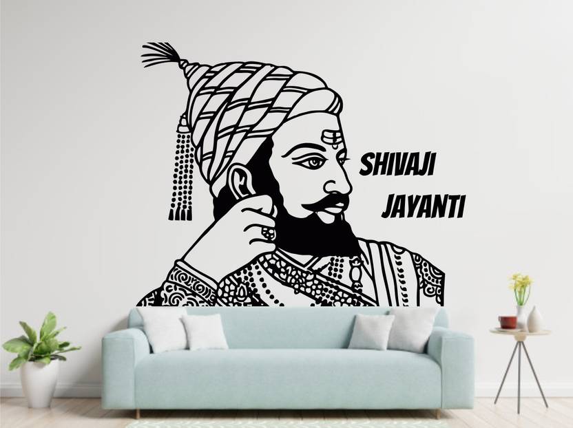 Wall Studio 132 cm Chhatrapati Shivaji Maharaj Decal Wall Stickers( PVC ...