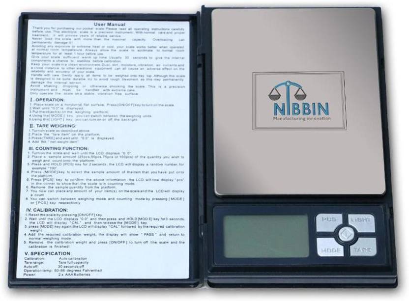 NIBBIN Electronic DIGITAL Scale,Notebook (500 gram x 0.01 Gram) Digital ...