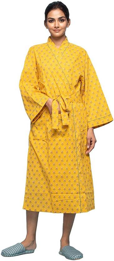 Sanskrutihomes Yellow Large Bath Robe - Buy Sanskrutihomes Yellow Large ...