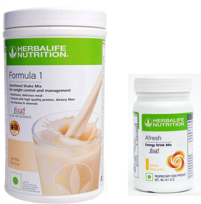 Herbalife Nutrition Formula 1 Vanilla 500gm & Afresh Lemon 50gm Set of ...