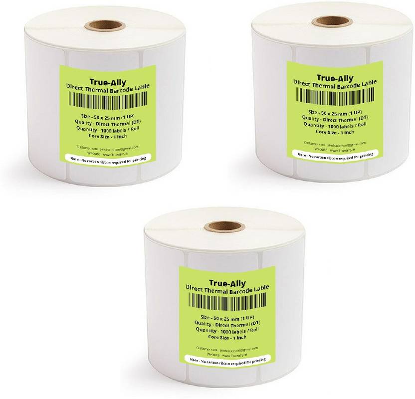 True-Ally 50x25 Direct Thermal Barcode Label Sticker - 2 x 1 inches ...