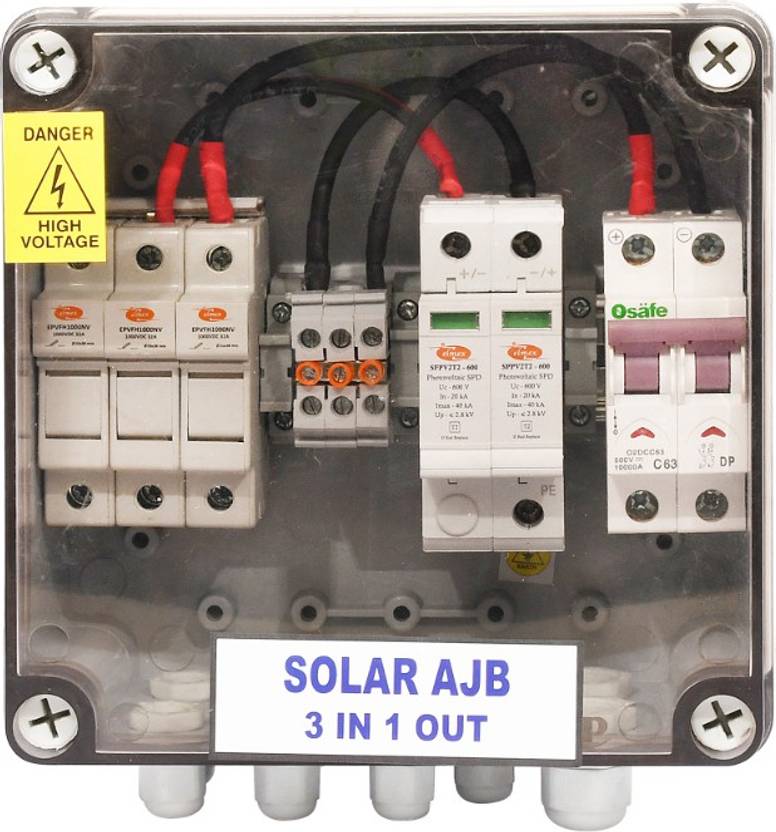 AEC ARRAY JUNCTION BOX 3 IN 1 OUT WITH MCB FOR SOLAR PANEL AC ...