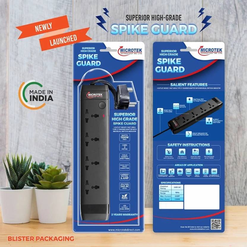 Microtek Superior High Grade Spike Guard 4 Socket Extension Boards ...