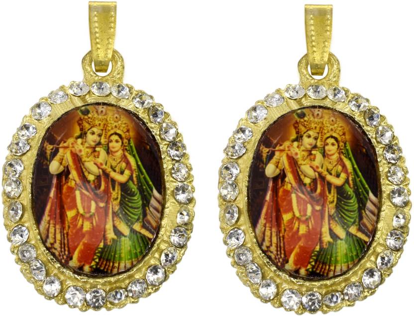Prabhu Bhakti Shri Radha Krishna Locket/Pendent With Golden Chain For ...