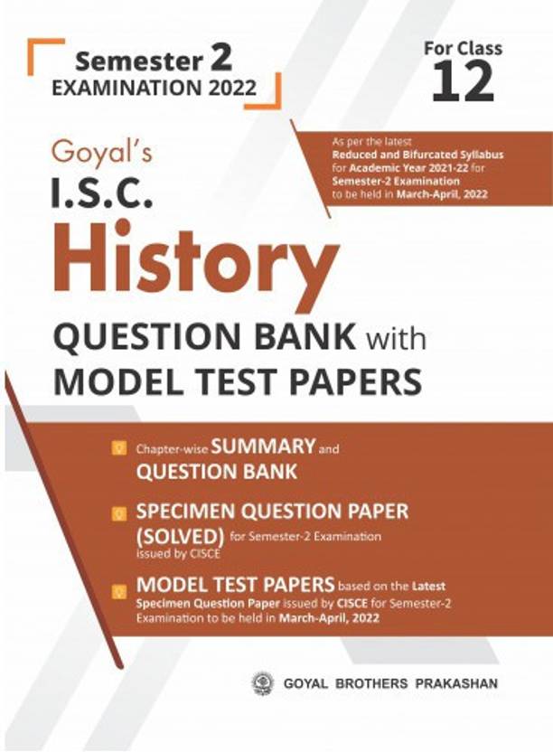 ISC History Class 12 Question Bank with Model Test Papers (Sample Paper ...