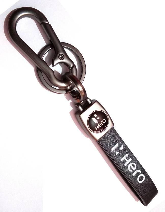 HERO bike logo black leather keychain with hook Key Chain Price in ...