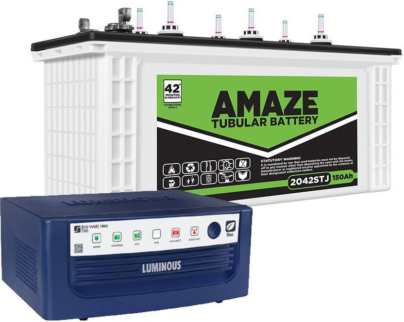 AMAZE 2042STJ +Luminous Eco Watt Neo 700 Tubular Inverter Battery Price ...