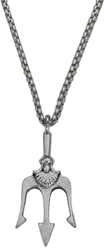 M Men Style Lord Shiva Trishul Locket With Chain Sterling Silver ...