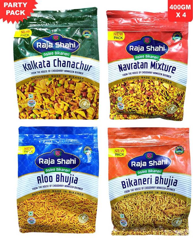 RAJA SHAHI Kolkata Chanachur, Navratan Mixture, Aloo Bhujia, Bikaneri ...