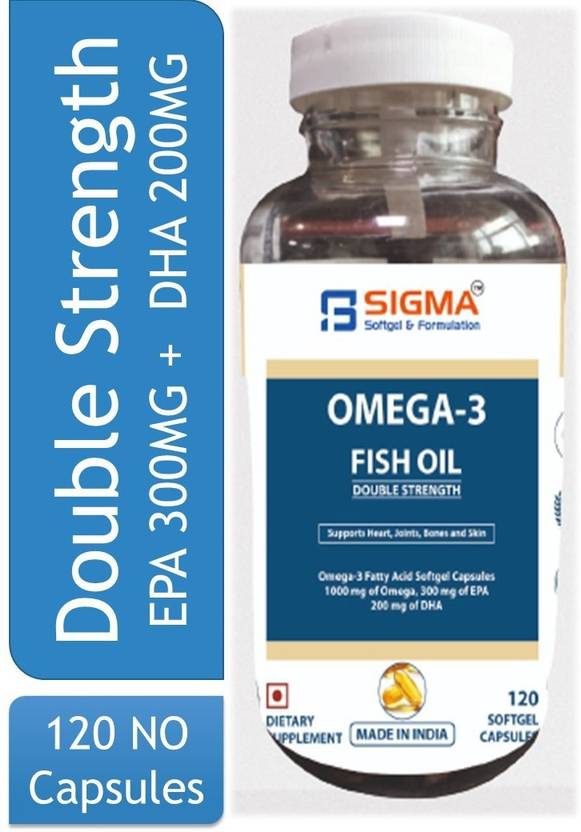 SIGMA SOFTGEL Fish Oil (Omega 3-1000 mg 300 mg EPA + 200 mg DHA for ...