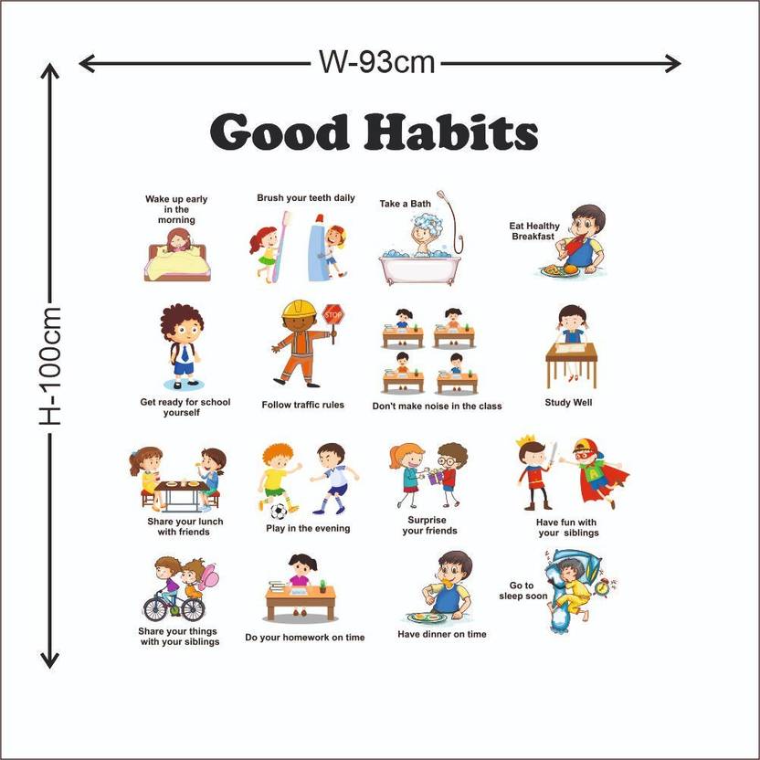 Wallzone Good Habits|Kids|Education Extra Large Self Adhesive Sticker ... Wallzone Good Habits|Kids|Education Extra Large Self Adhesive Sticker ...