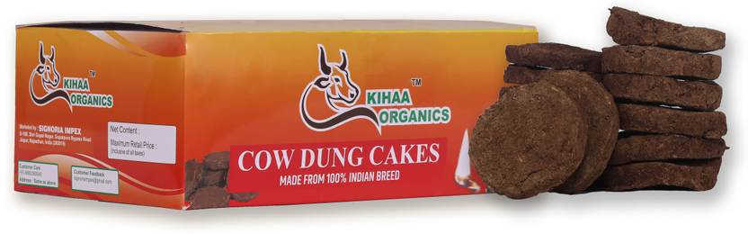 KIHAA ORGANICS Cow Dung Cake (Pack of 30 pc) Handmade Desi Gobar Kande ...