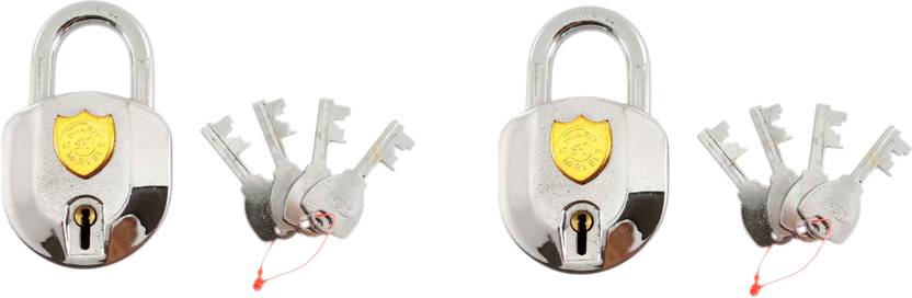 RIDHI SIDHI EXPORTS Indian Set of 2 Iron HITLER 4 Key Padlock – 67MM ...