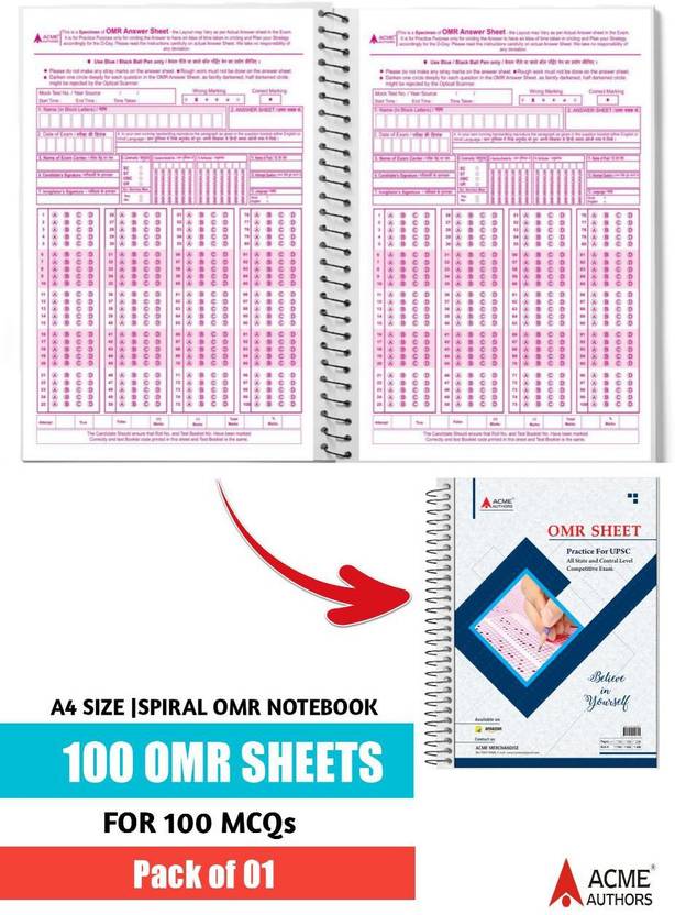 Acme Authos Upsc OMR Sheet For Practice 100 Sheets Fo 100 Mcqs: Buy ...