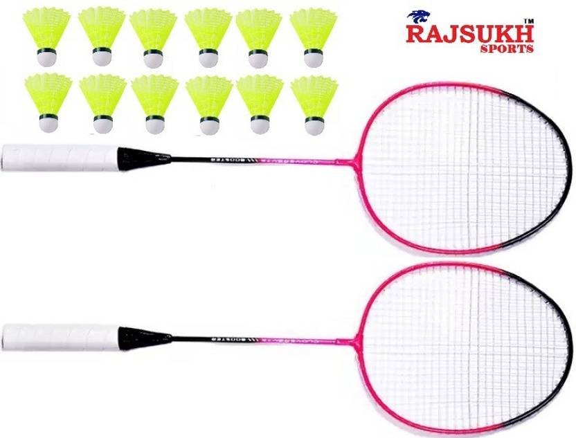 RAJSUKH SPORTS Badminton Recket Set Of 2 Piece With 6 Piece Nylon ...
