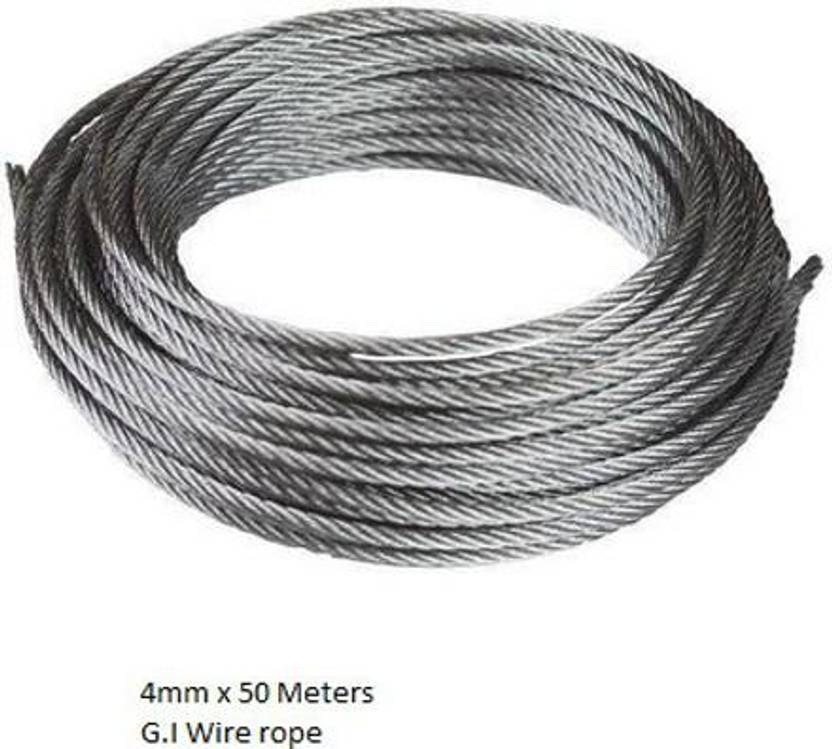 TAC G.I. Wire Rope 4mm x 50Mtr for Lifting & Pulling Galvanised Silver ...