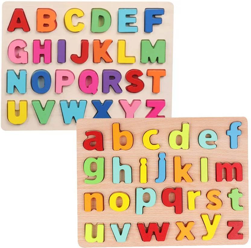 GoodLuck Baybee Wooden Big Small abcd Alphabet Puzzle Board Learning ...