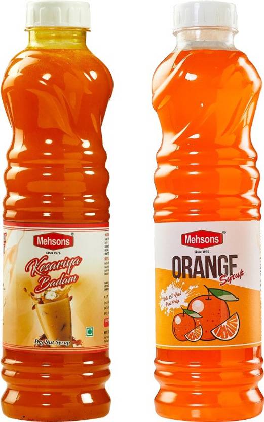 Mehsons Kesariya Badam & Orange Fruit Syrup 750ml each (Combo Pack ...