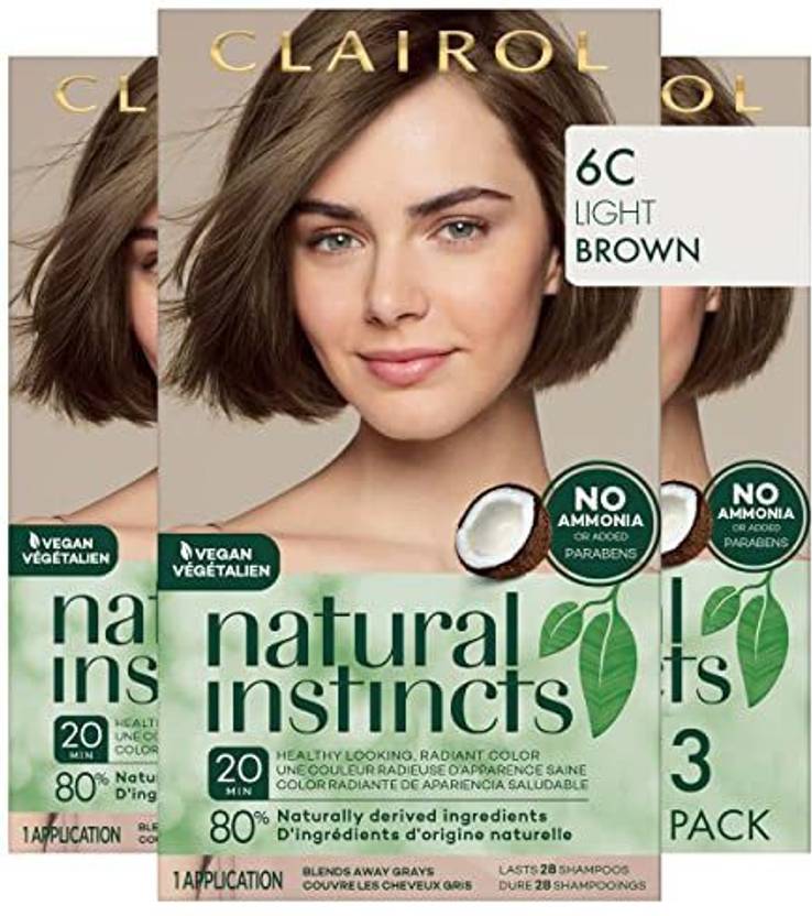 Clairol Natural Instincts Semi-Permanent Hair Dye, 6C Light Brown Hair ...