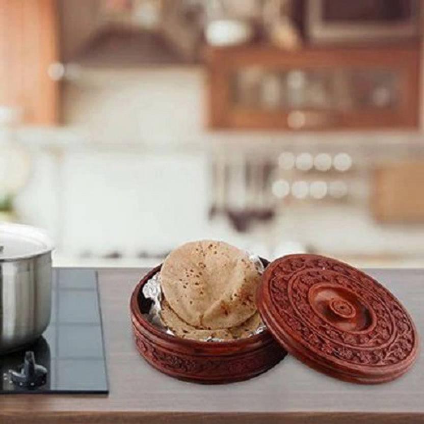 Renovation Martz Wooden Casserole Box Engraved Brass Design Stainless ...