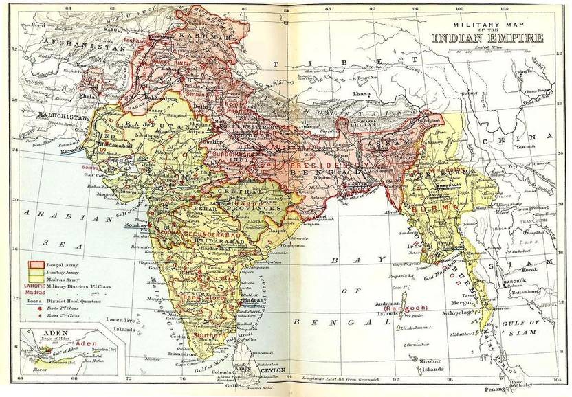 Military map of India in 1893, showing the Presidency HISTORICAL MAPS ...