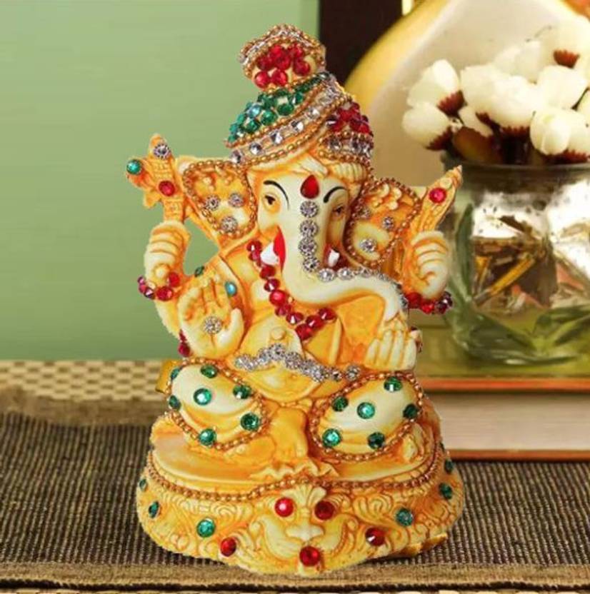 KGLA Lord Ganpati Bappa Statue Home Pooja Temple Ganesh Idol Pagdi ...