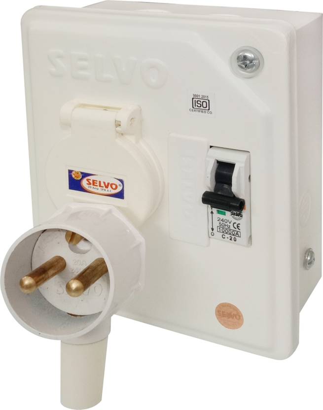 Selvo 20 Amps Two Pin Industrial Plug and Socket (Fitted with 20A ...