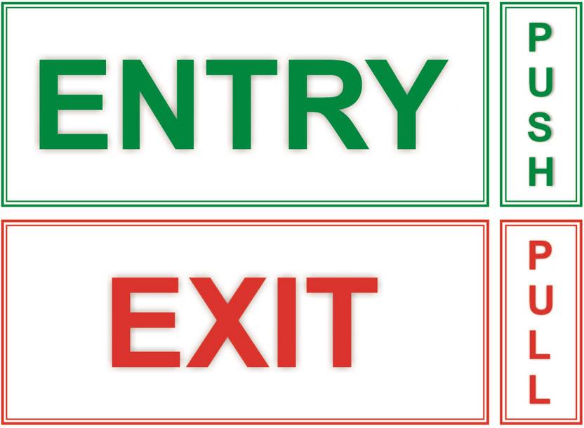 GOODPRINTZONE Entry And Exit Sign Board, Push And Pull Sticker Size 5 ...