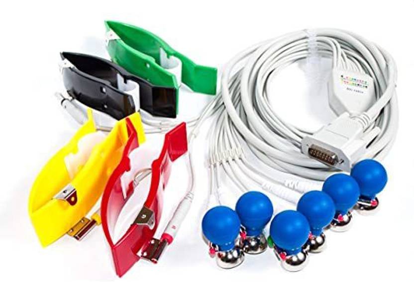 NSC -10 Lead ECG Cables (15 Lead Pin ) with ECG Electrodes (6 Ecg Bulb ...