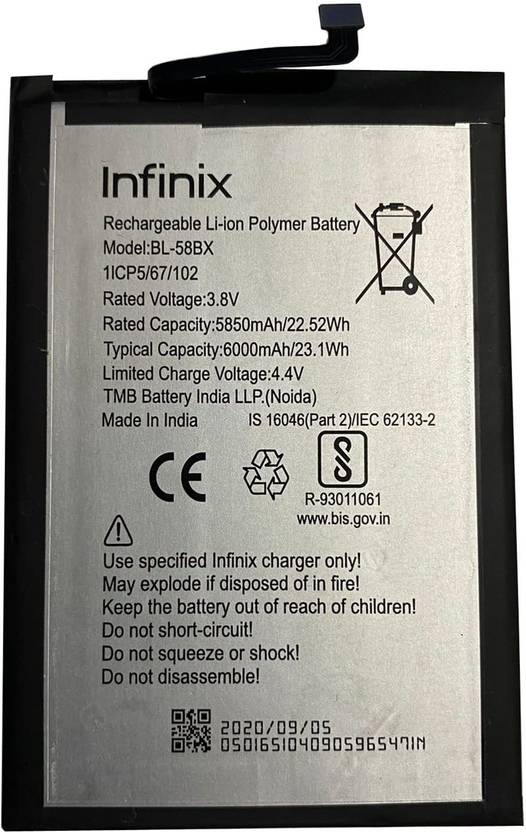Wimax Mobile Battery For INFINIX Hot 9 Play / X650 / BL58BX / X650C ...