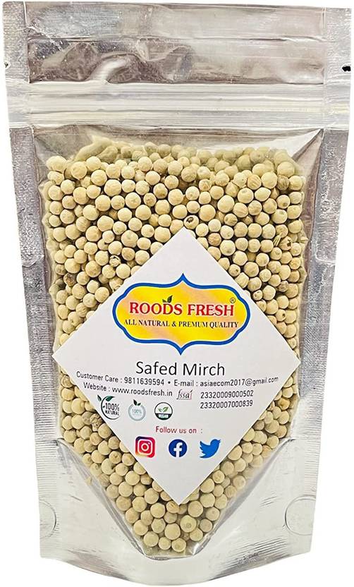 Roods Fresh Natural Whole White Peppercorn (Sabut Safed Dakhni Mirch ...