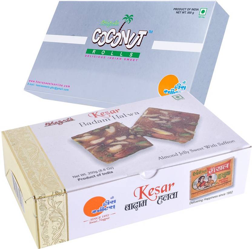 Bhagat's Heera Heera Sweet Son Roll Kesar Badam Halwa 250gm & Coconut ...