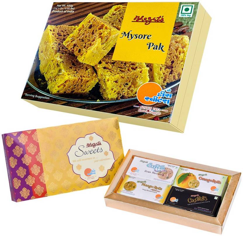 Bhagat's Heera Sweet Mysore Pak 400gm & 4 in 1 Sonroll Gift Pack 500Gm ...