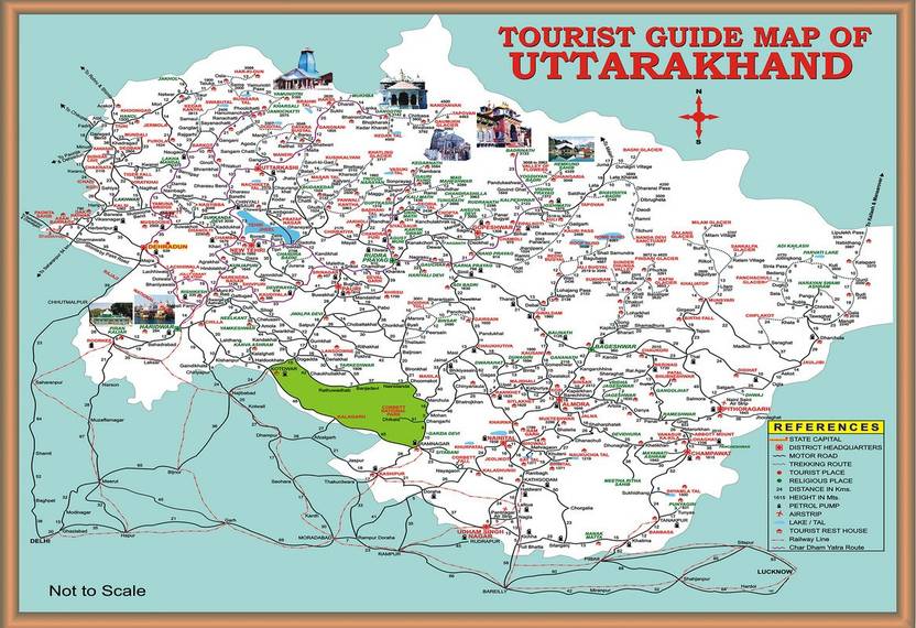 Poster Tourist Map Of Uttarakhand Poster Large Poster sl2136 (36x24 ...