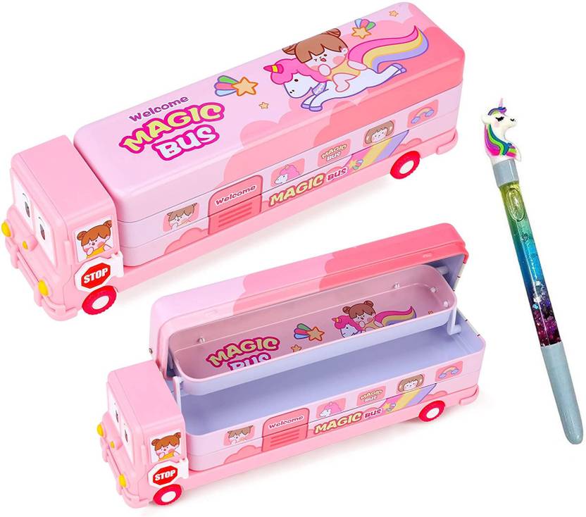 Flipkart.com | Neel Magic School Bus Geometry Box With Unicorn Gel Pen ...