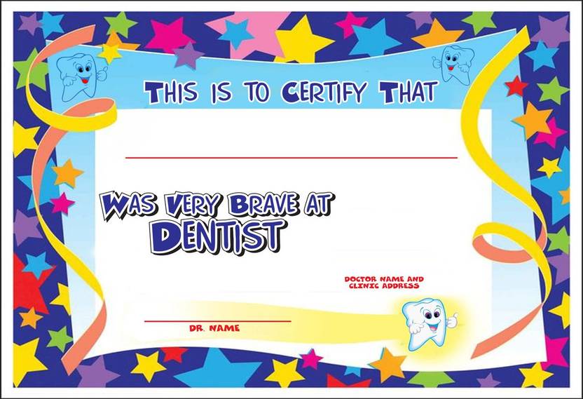 Poster Dental Dentist Smile Certificate For Kids (Sets Of 10 A4) Size ...