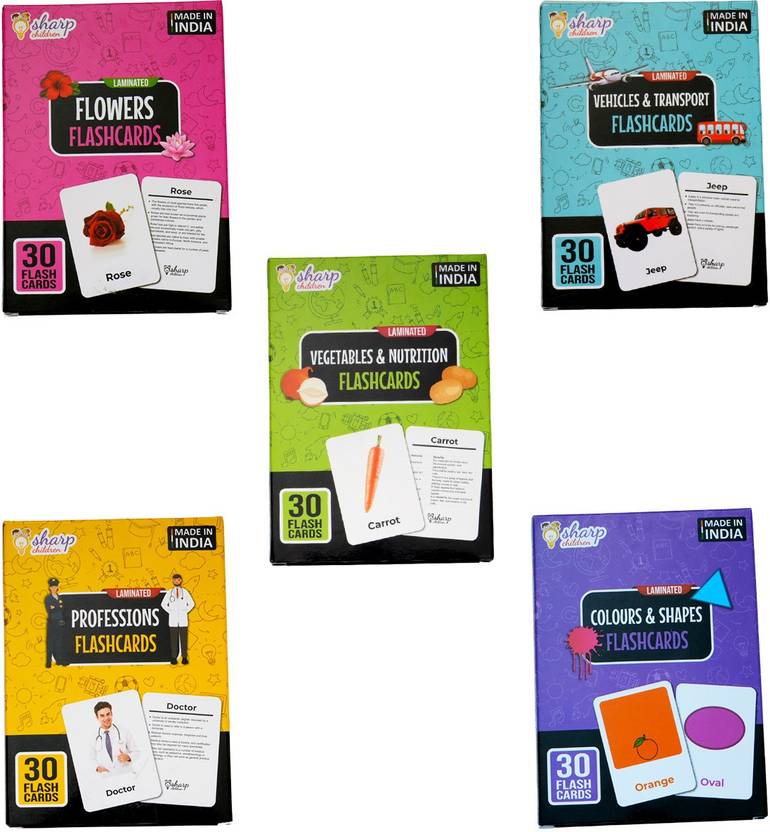 Sharp Children LAMINATED Flash Cards For Kids (Set Of 5 (B ...