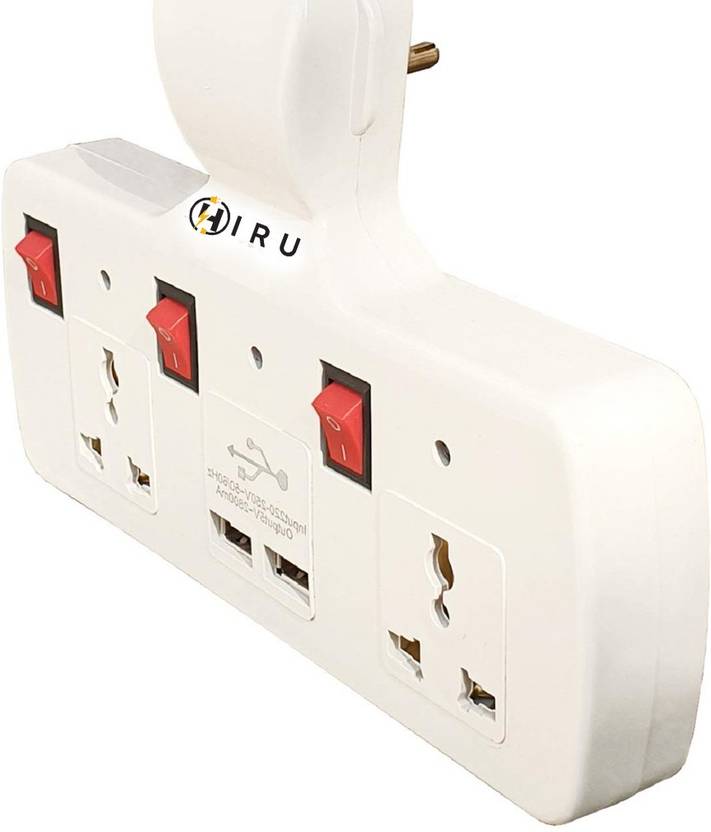 Hiru 3 Pin Multi Plug with Usb Port,Cordless Wall Socket Multi Outlet ...