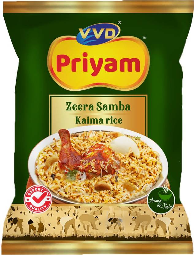 VVD Priyam Zeera Samba Rice(Kaima Rice)-1KG Pouch |Seeraga Samba Rice ...
