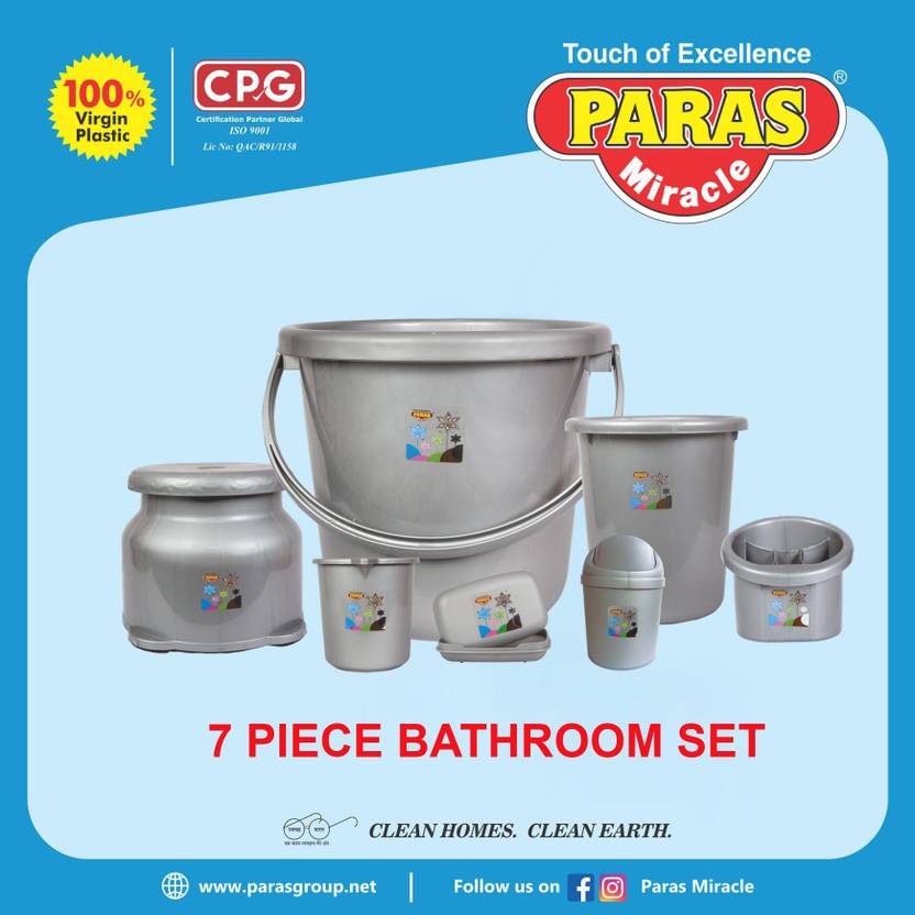 Paras Miracle Paras Miracle Classic Bathroom Set 18 L Plastic Bucket ...