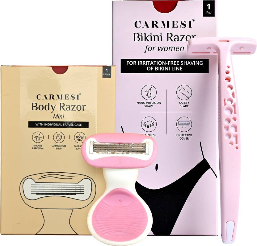 Carmesi Body Razor (Mini) & Bikini Razor Combo for Women | Painless ...