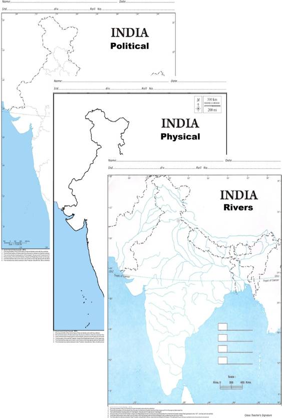 India Political, India Physical & India Rivers (Each 100 Nos) Outline ...