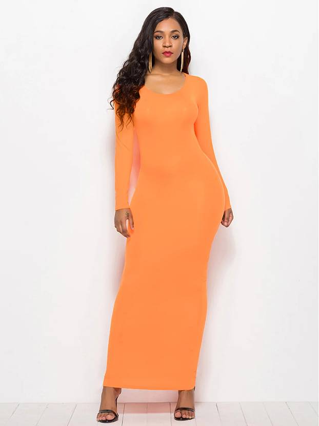 Urbanic Women Bodycon Orange Dress - Buy Urbanic Women Bodycon Orange Dress Online at Best ...