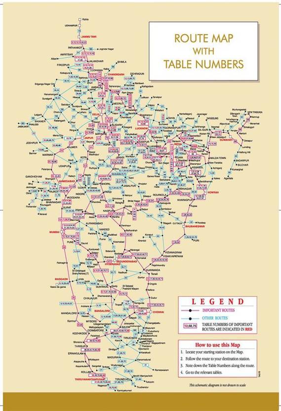 Poster India Route Map With Table Numbers sl554 (Plastic Large Wall ...