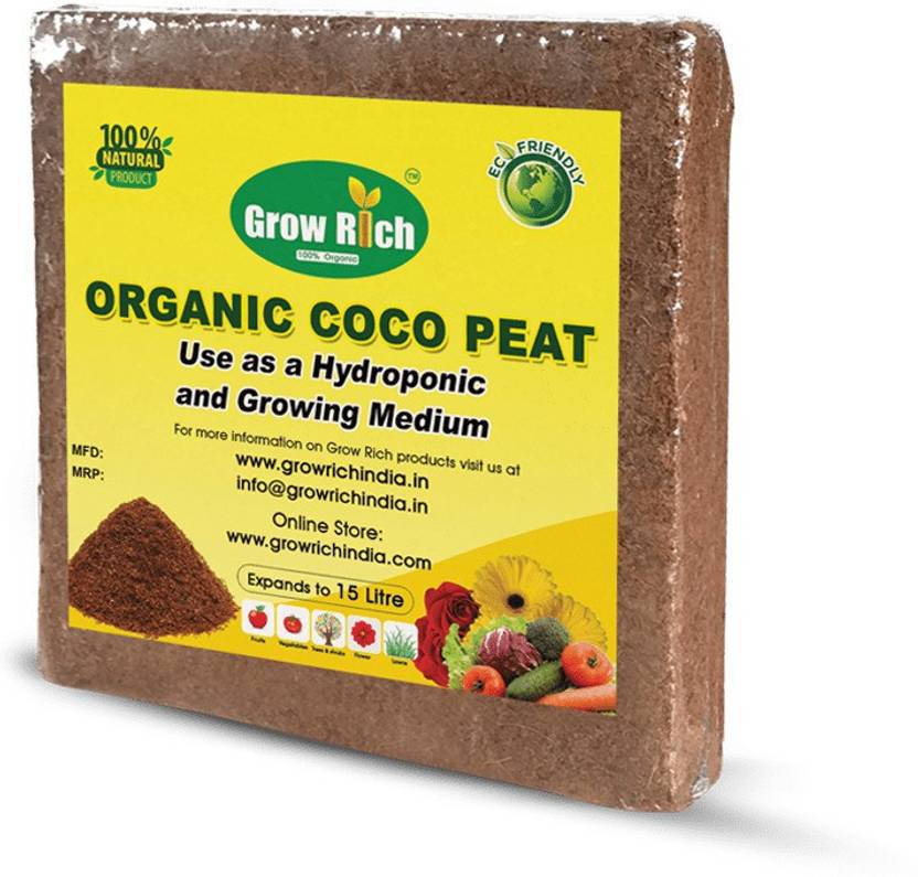 GrowRich Cocopeat 1kg Block of 2 piece|Cocopeat for Kitchen & Terrace ...