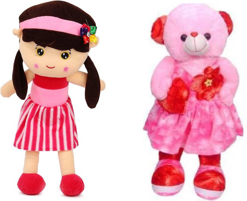 MEEJU COMBO OF PINK LONG DOLL AND FROK DOLL Stuffed Girl Winky Candy ...