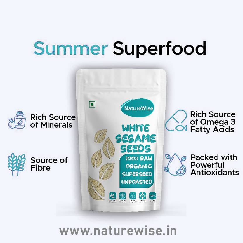 Naturewise Premium Quality Raw Safed Til (White Sesame Seeds) 900-G ...