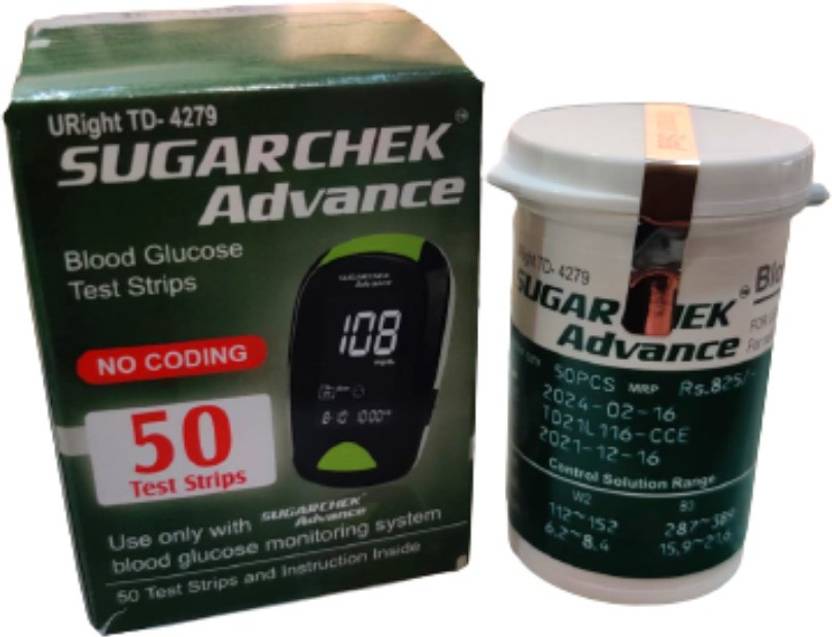 SugarChek Advance Blood Glucose Test Strips (pack of 50 strips) 50 ...