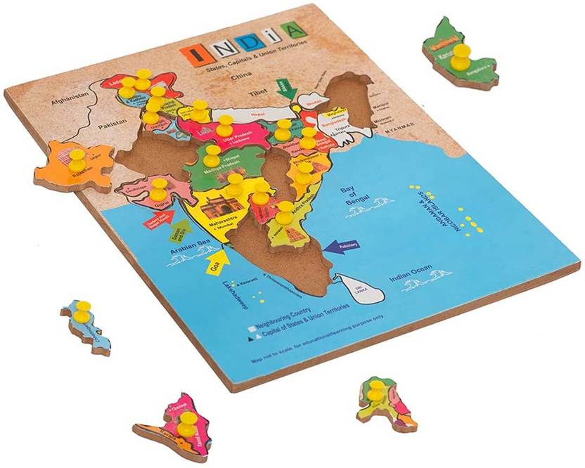 Tumtafa Best Wooden India Map Puzzle with Pics, Educational Puzzle ...